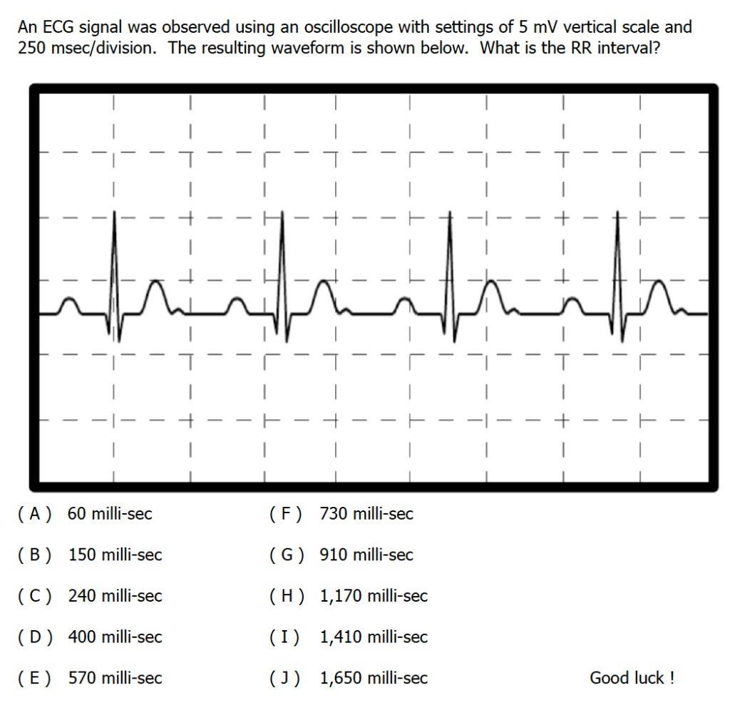 Solved An ECG signal was observed using an oscilloscope with | Chegg.com