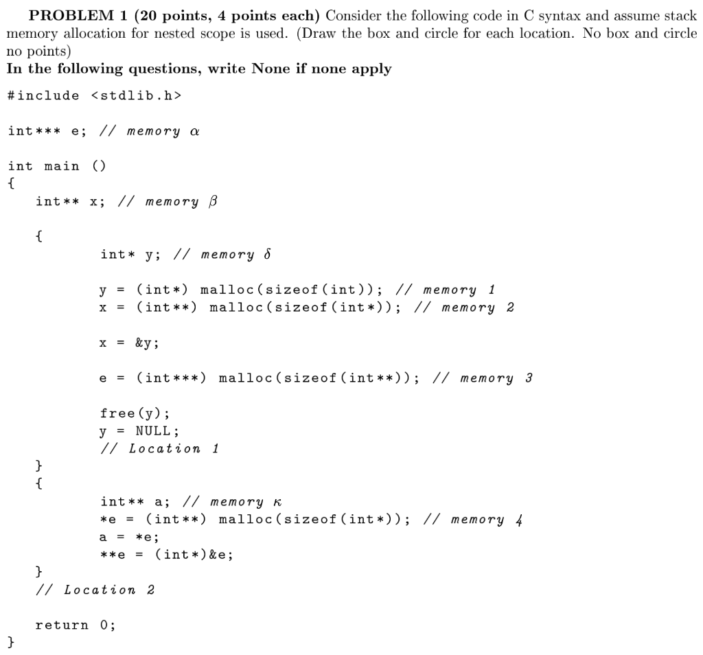 Solved PROBLEM 1 (20 points, 4 points each) Consider the | Chegg.com