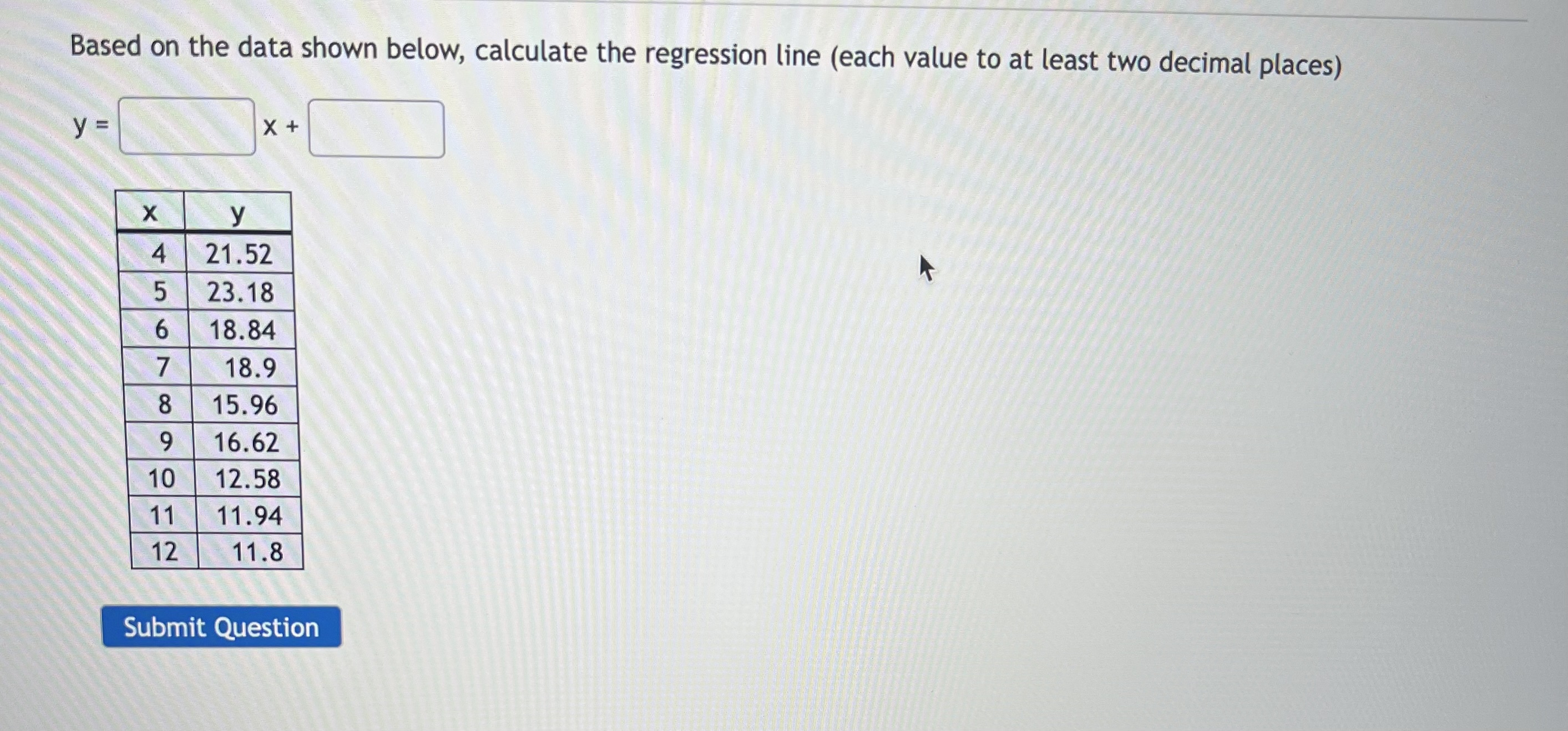 Solved Based on the data shown below, calculate the | Chegg.com