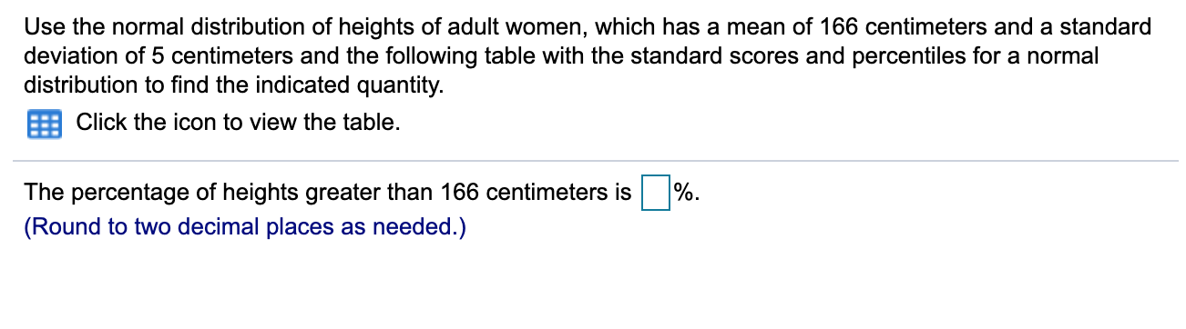 Solved Use the normal distribution of heights of adult | Chegg.com
