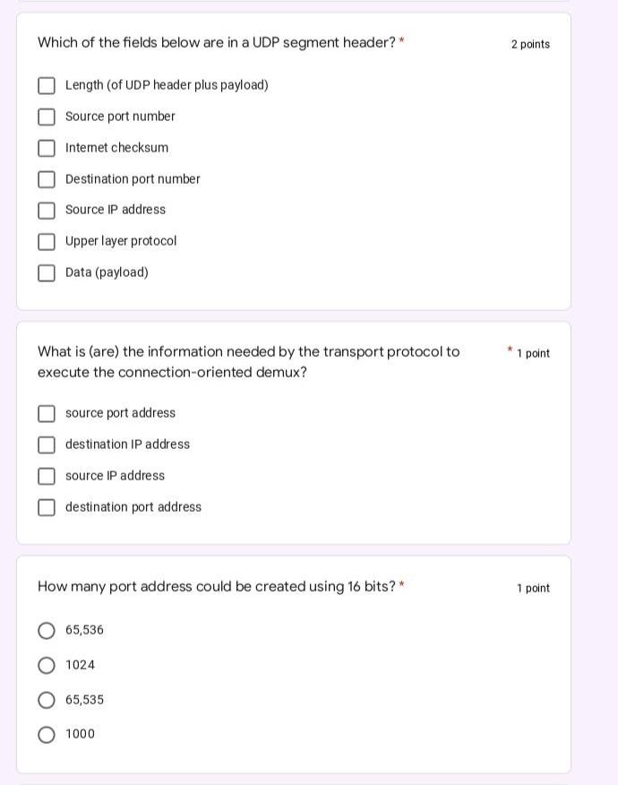 Solved Which of the fields below are in a UDP segment | Chegg.com