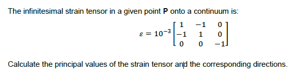 Solved The infinitesimal strain tensor in a given point P | Chegg.com