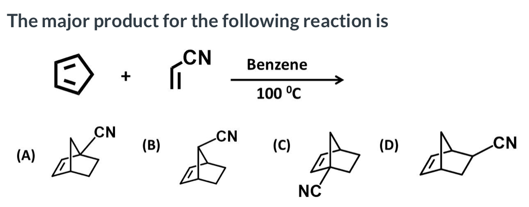 Solved The major product for the following reaction is | Chegg.com
