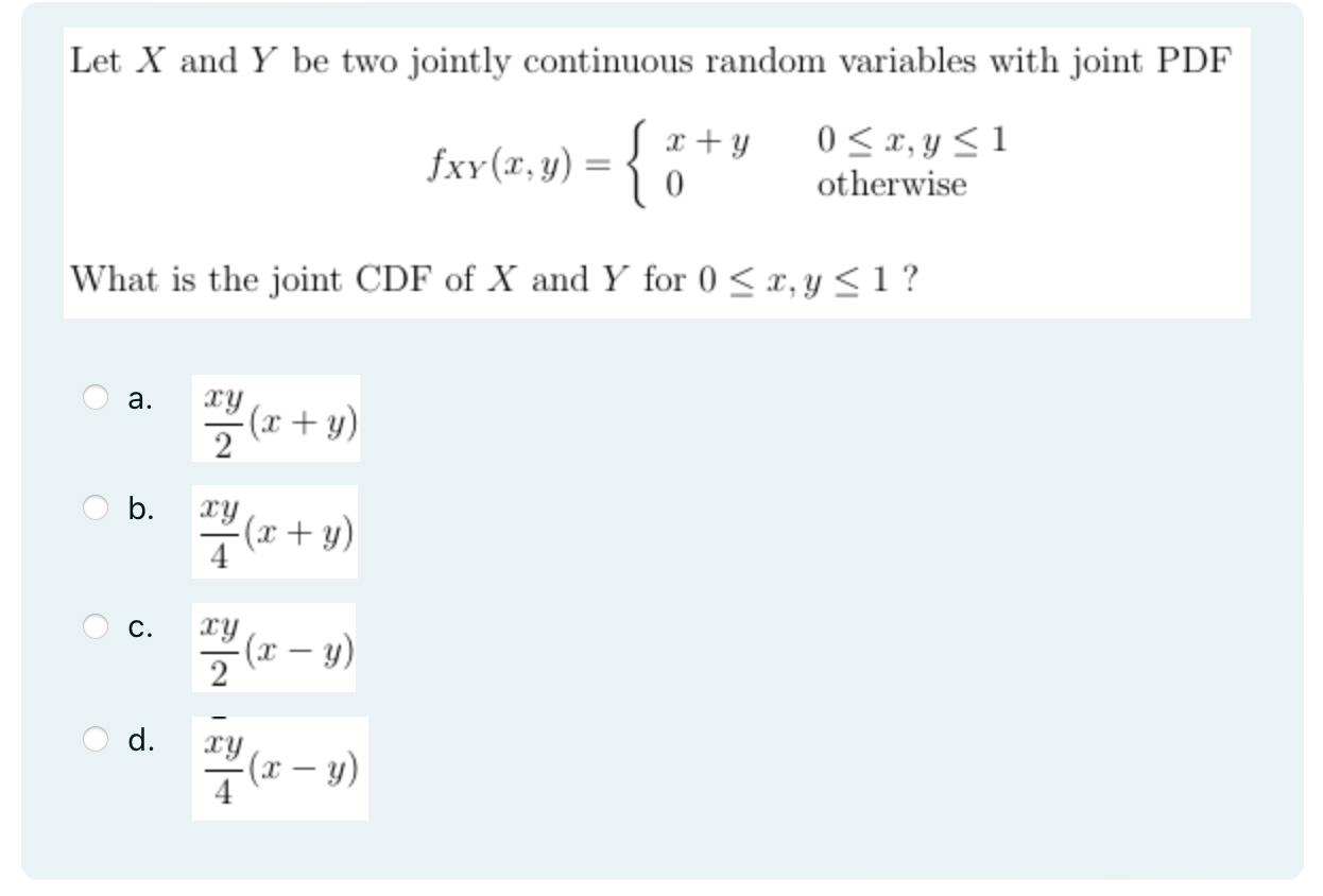 Solved Let \\( X \\) and \\( Y \\) be two jointly continuous | Chegg.com
