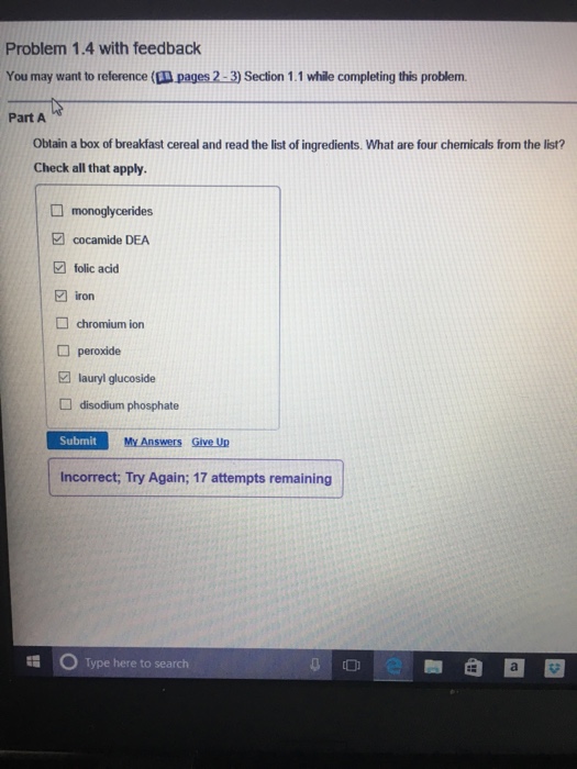 Solved Obtain a box of breakfast cereal and read the list of | Chegg.com