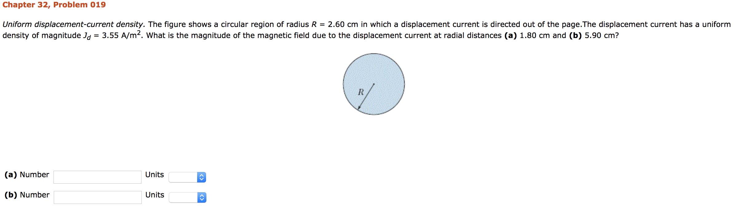 Solved Chapter 32, Problem 019 Uniform displacement-current | Chegg.com
