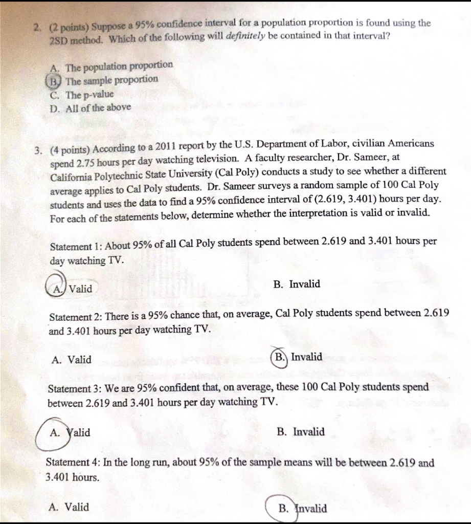 Solved 2 points) Suppose a 95% confidence interval for a | Chegg.com