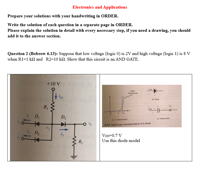 Solved Electronics and Applications Prepare your solutions | Chegg.com