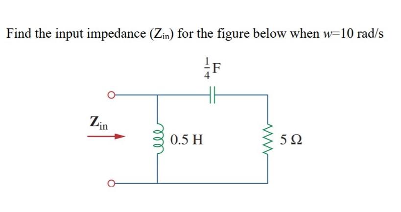 Solved Find the input impedance (Zin) for the figure below | Chegg.com
