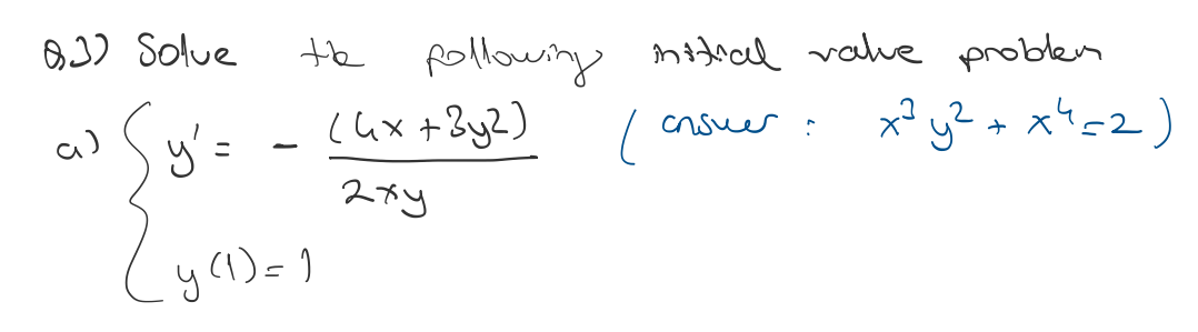 Solved Q3) Solve the following initial value problem a) | Chegg.com