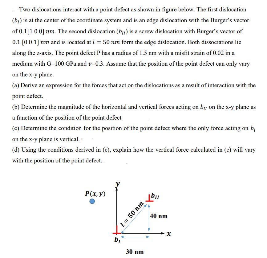 Solved Two dislocations interact with a point defect as | Chegg.com