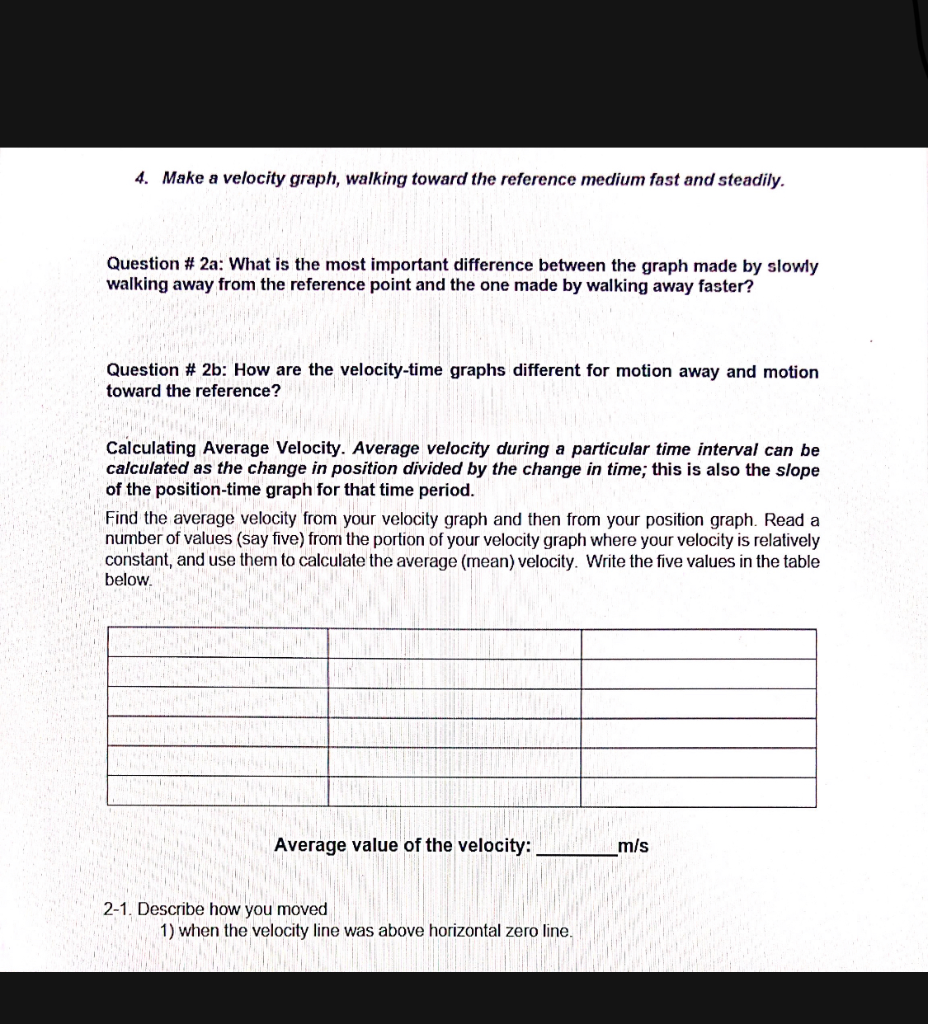 Experiment #2 Velocity-Time Graphs of Motion Another | Chegg.com