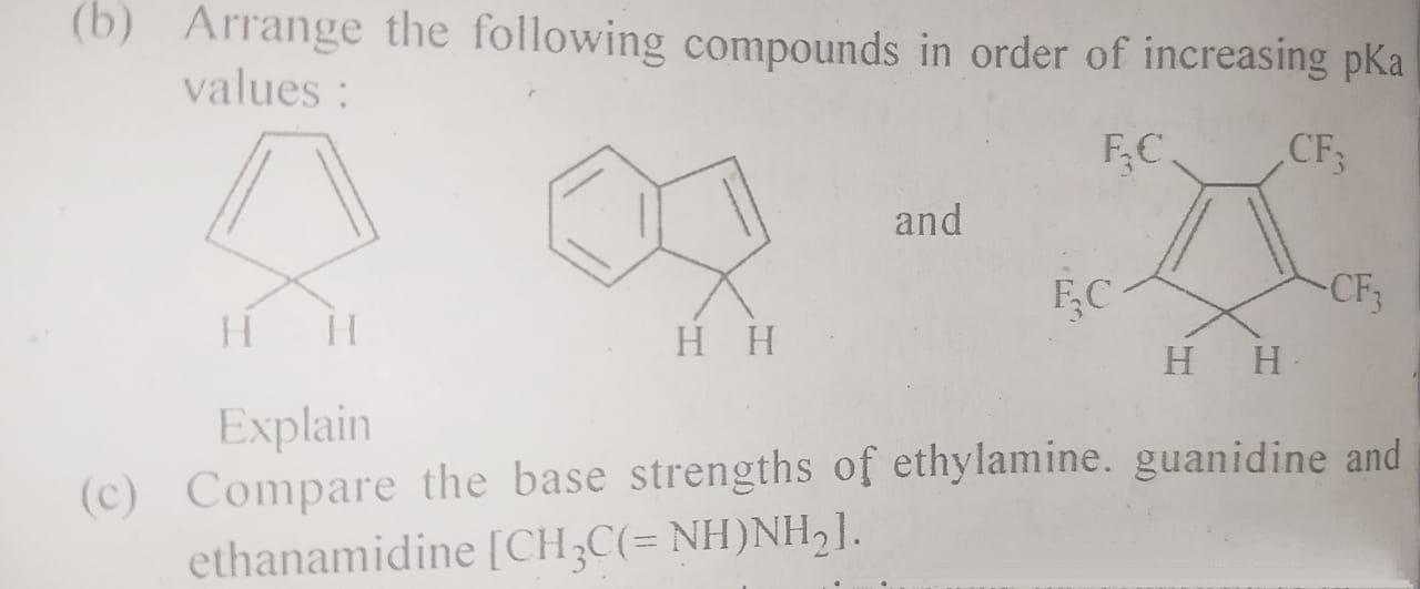 Solved (b) Arrange the following acids in increasing order | Chegg.com
