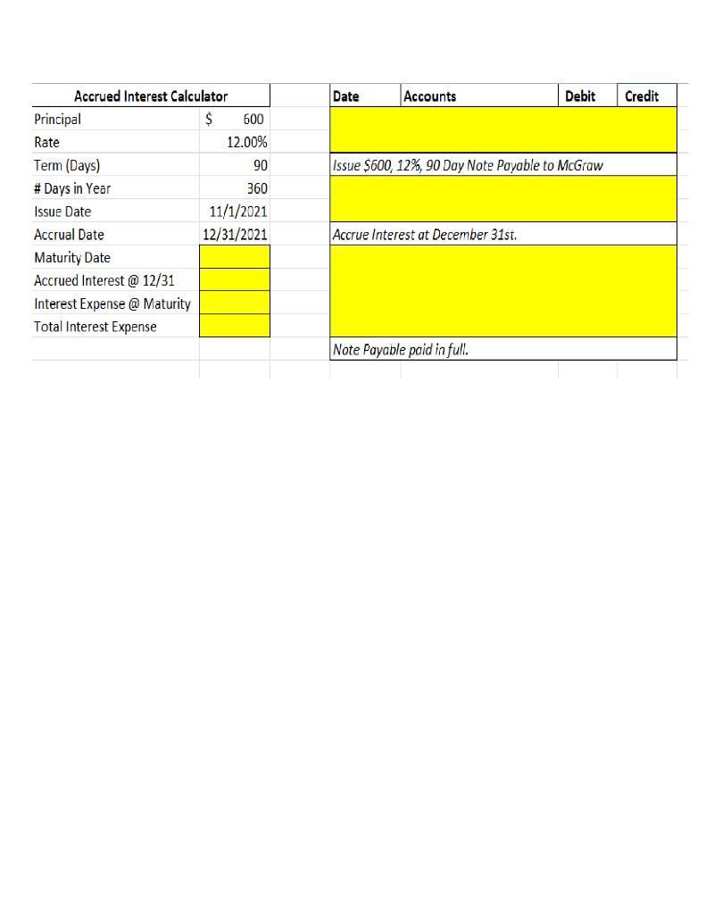 Solved Complete the Accrued Interest Calculator Complete the | Chegg.com