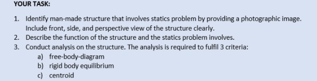 Solved YOUR TASK: 1. Identify man-made structure that | Chegg.com