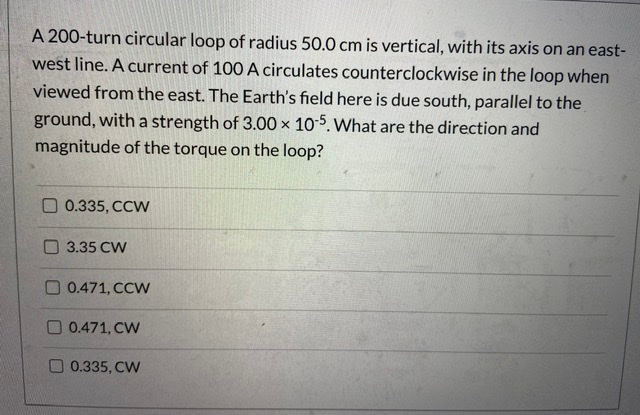 Solved A 200-turn circular loop of radius 50.0 cm is | Chegg.com