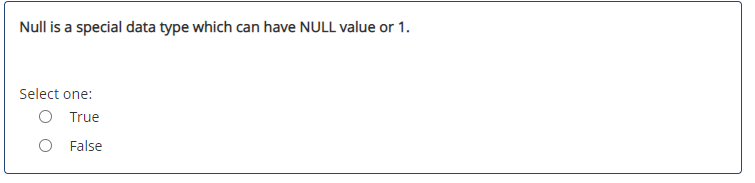 Solved Null is a special data type which can have NULL value | Chegg.com