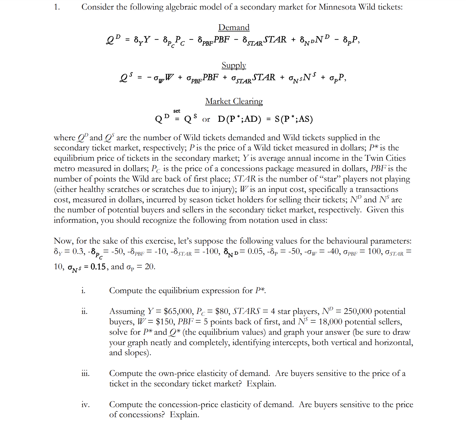 Solved Consider the following algebraic model of a secondary | Chegg.com