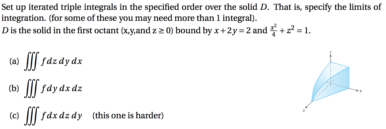 Solved Set up iterated triple integrals in the specified | Chegg.com