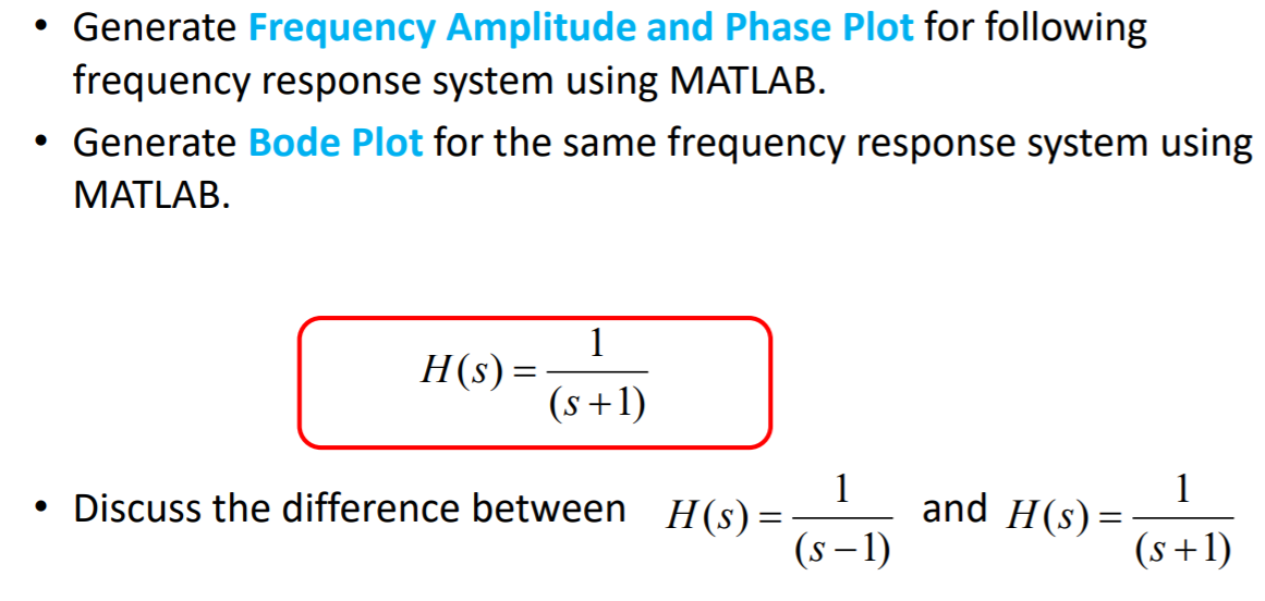 Solved • Generate Frequency Amplitude and Phase Plot for | Chegg.com