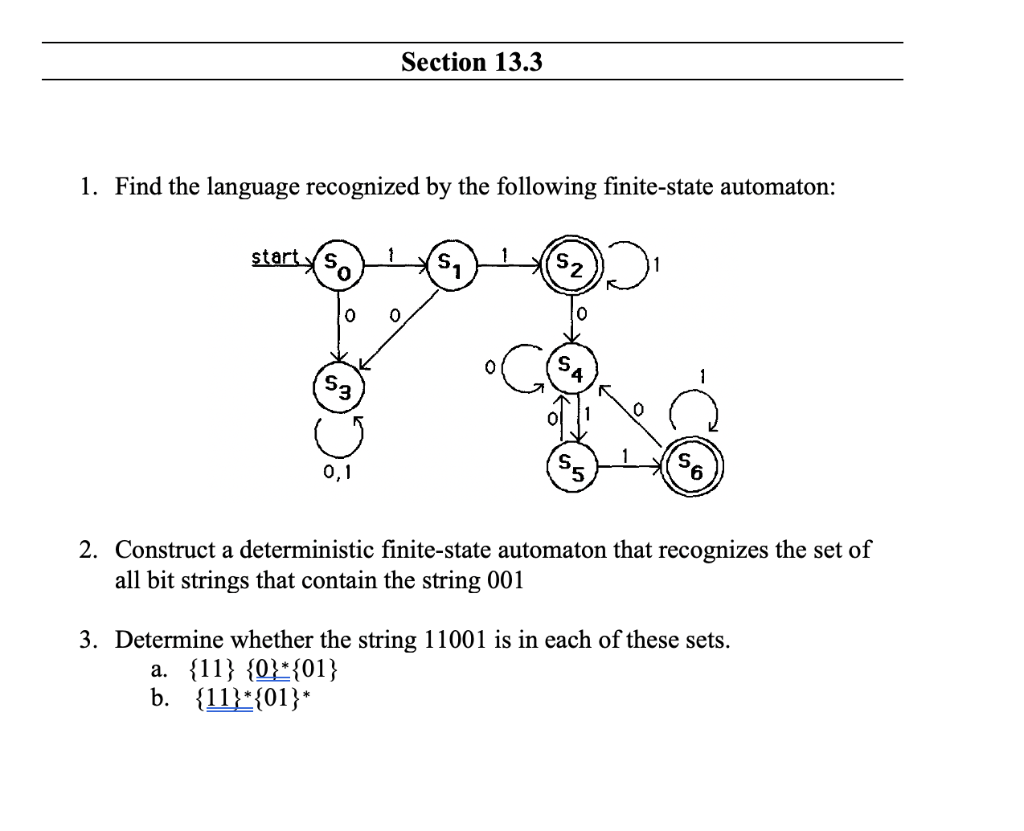Find The Language Recognized By The Following 