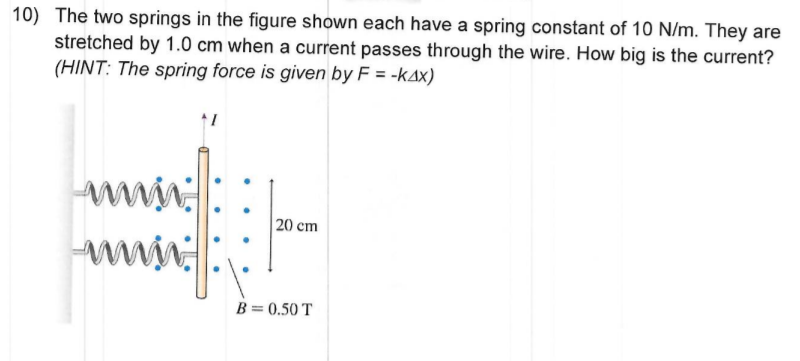 Solved 10) The two springs in the figure shown each have a | Chegg.com