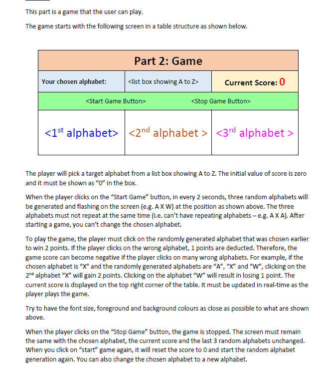 Solved This part is a game that the user can play. The game | Chegg.com