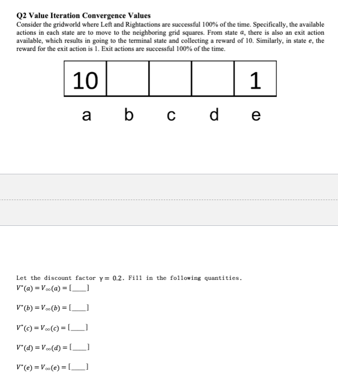 Solved Q2 ﻿Value Iteration Convergence ValuesConsider the | Chegg.com