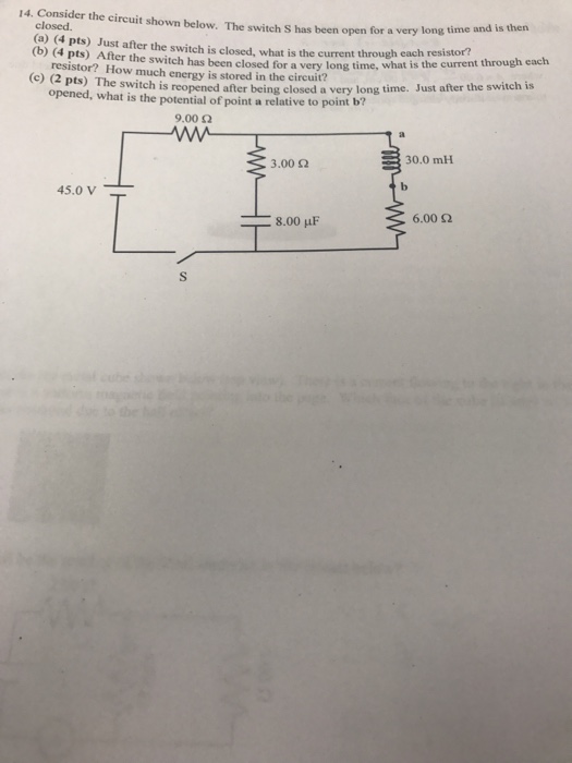 Solved 14. Consider the circuit shown below. The switch S | Chegg.com