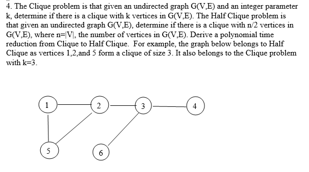 Solved The Clique problem is that given an undirected graph | Chegg.com