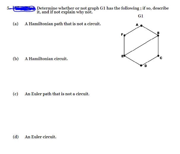 Solved 5a ﻿a Hamiltonian Path That Is Not A Circuitb ﻿a 2967
