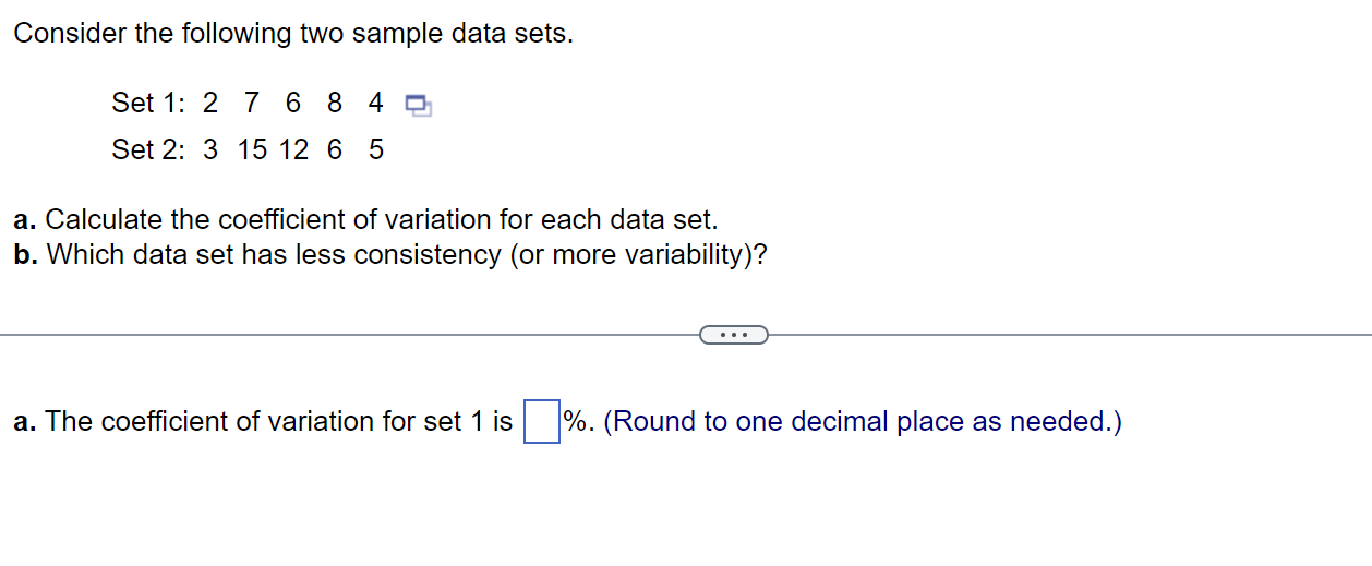 Solved Consider the following two sample data sets. a. | Chegg.com