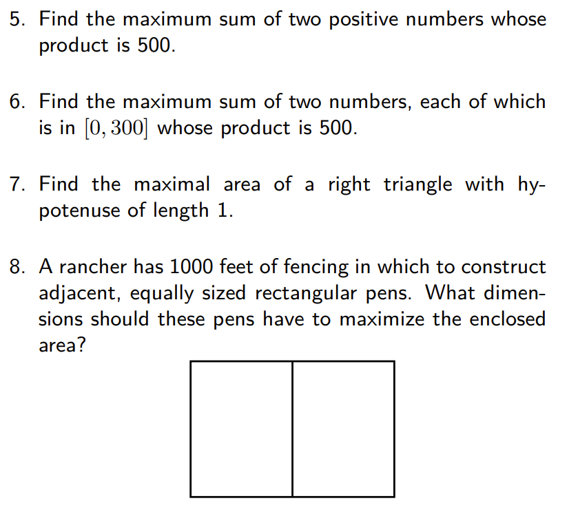 Solved 5. Find the maximum sum of two positive numbers whose | Chegg.com