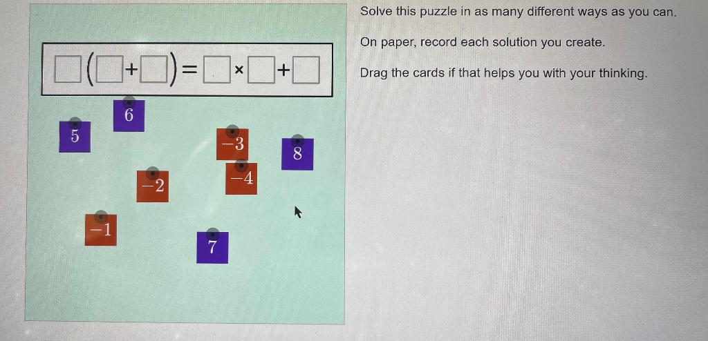 Solved Solve this puzzle in as many different ways as you | Chegg.com