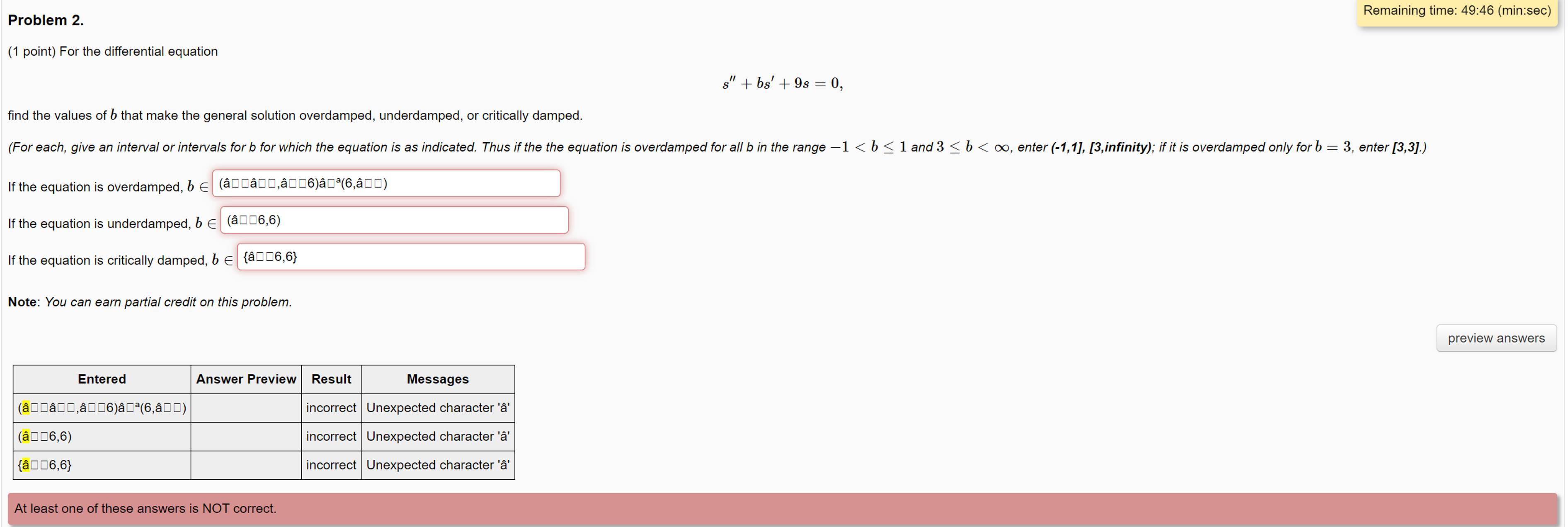 Solved Problem 2.(1 ﻿point) ﻿For the differential | Chegg.com