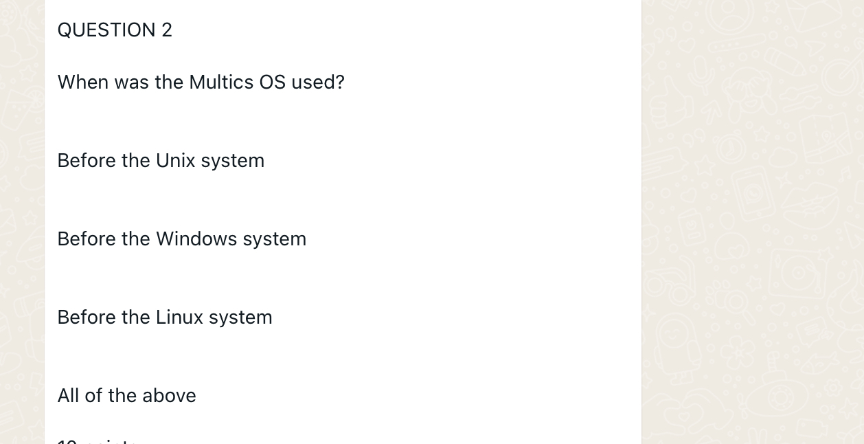 Solved Wich of the following systems uses CPU | Chegg.com