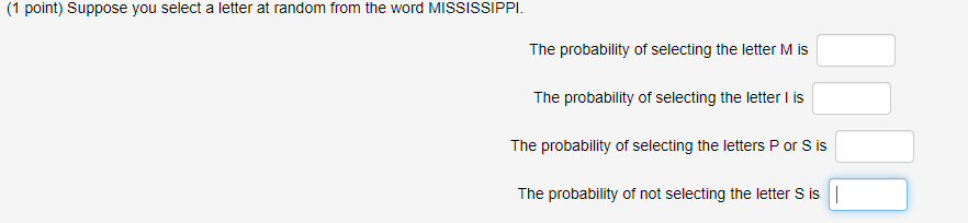 Solved (1 point) Suppose you select a letter at random from | Chegg.com