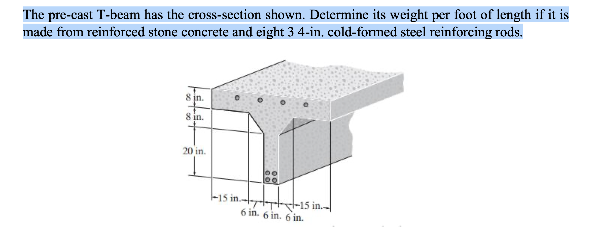 Solved The pre-cast T-beam has the cross-section shown. | Chegg.com