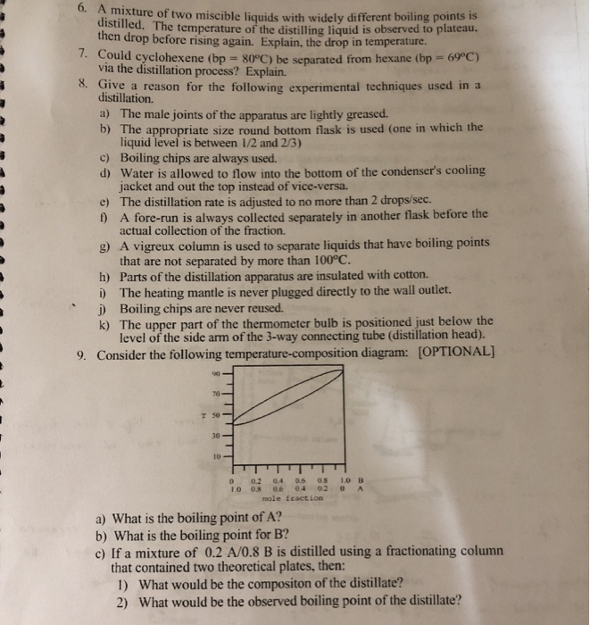 Solved 6. mixture of two miscible liquids with widely | Chegg.com