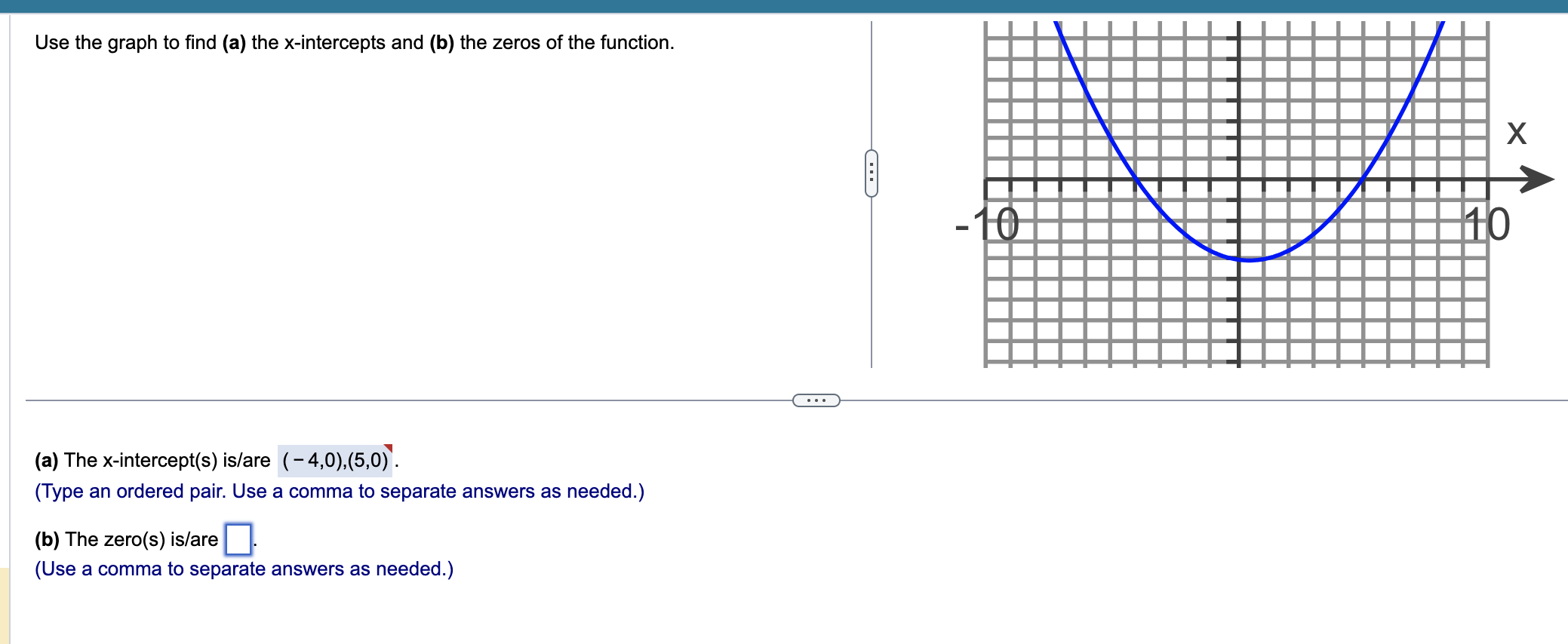 Solved Use the graph to find (a) ﻿the x-intercepts and (b) | Chegg.com