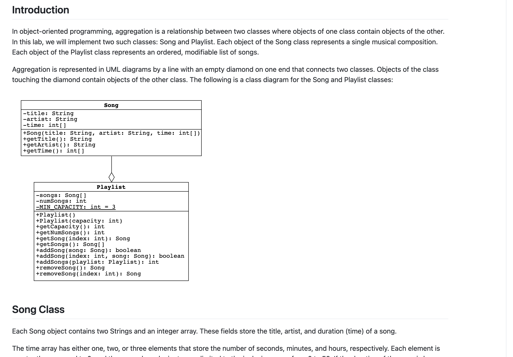 Solved Each Song object contains two Strings and an integer | Chegg.com