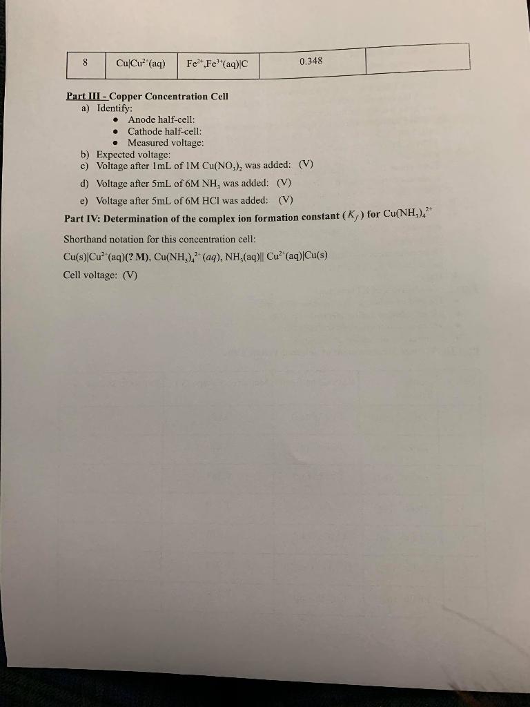 Solved 3) Identify the anode and cathode half-cells; record | Chegg.com