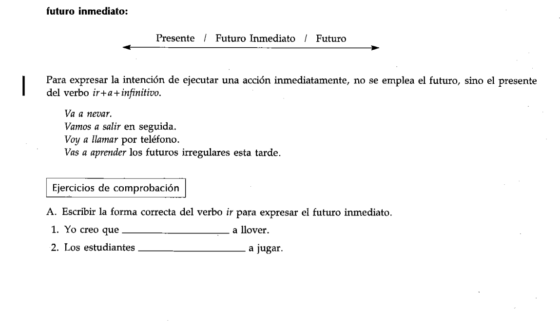 futuro inmediato: Para expresar la intención de | Chegg.com