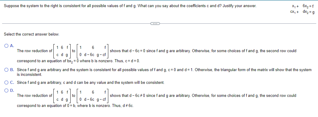 Solved Suppose the system to the right is consistent for all | Chegg.com