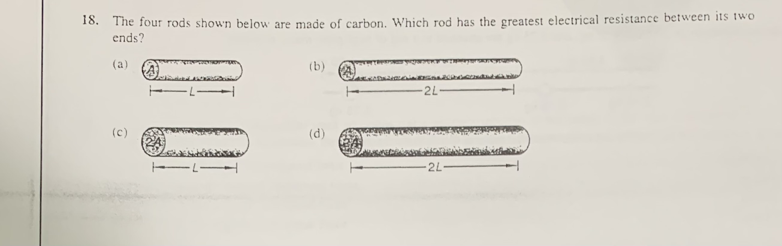 Solved 18. The four rods shown below' are made of carbon. | Chegg.com