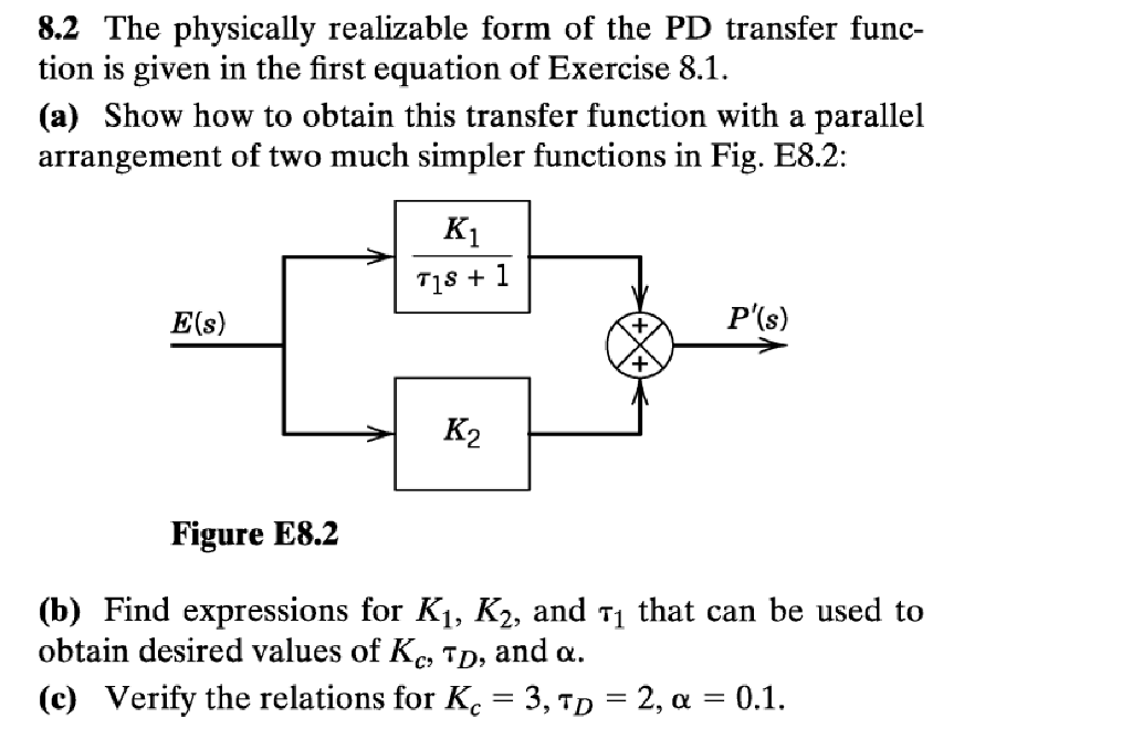 Solved 8.2 The physically realizable form of the PD transfer | Chegg.com