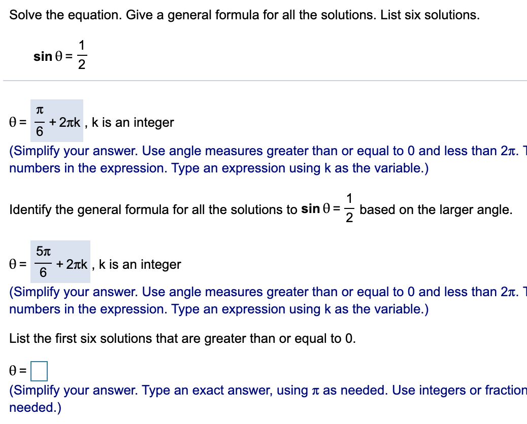 Solved Solve the equation. Give a general formula for all | Chegg.com