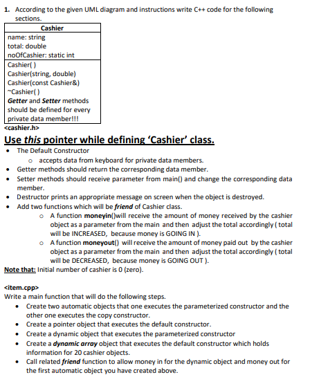 Solved 1. According to the given UML diagram and | Chegg.com
