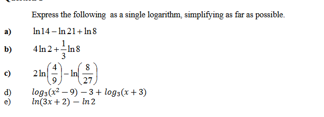 Solved Express the following as ﻿a single logarithm, | Chegg.com