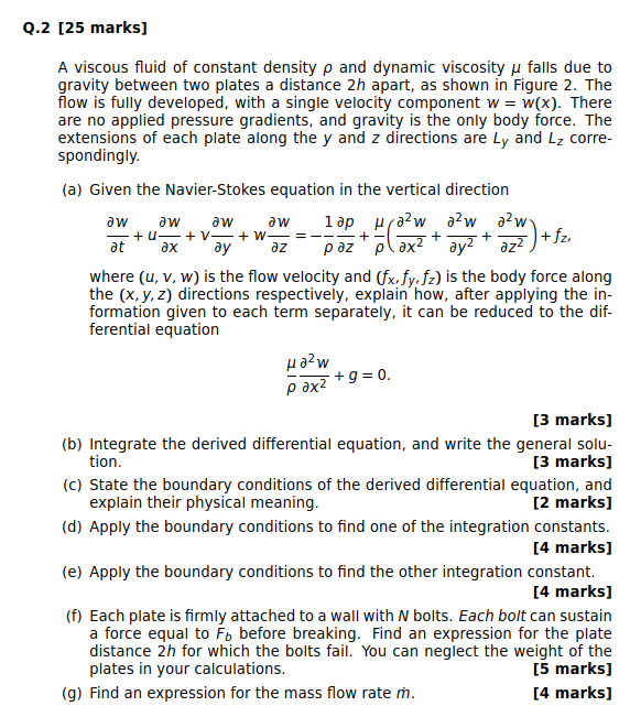 Solved Q. 2 [25 ﻿marks]A viscous fluid of ﻿constant density | Chegg.com